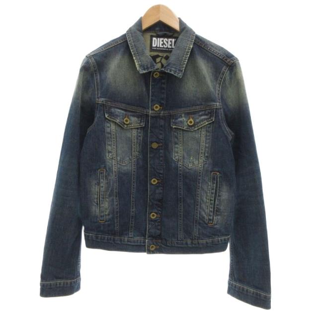 【中古】ディーゼル DIESEL Brave デニムジャケット Gジャン バック刺繍 ヴィンテージ加工 L ブルー系 /UO メンズ