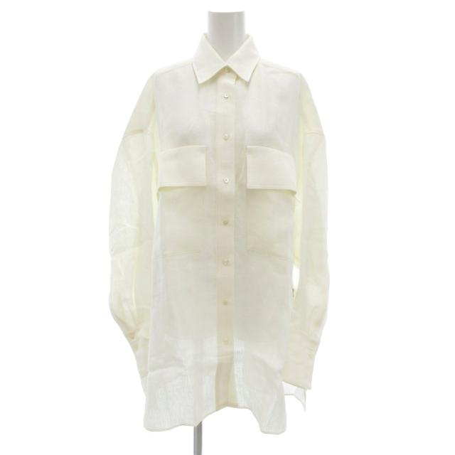 【中古】未使用品 カオス CHAOS タグ付き ゼガロリネンオーバーCPOシャツ 長袖 F オフホワイト /UO レディース