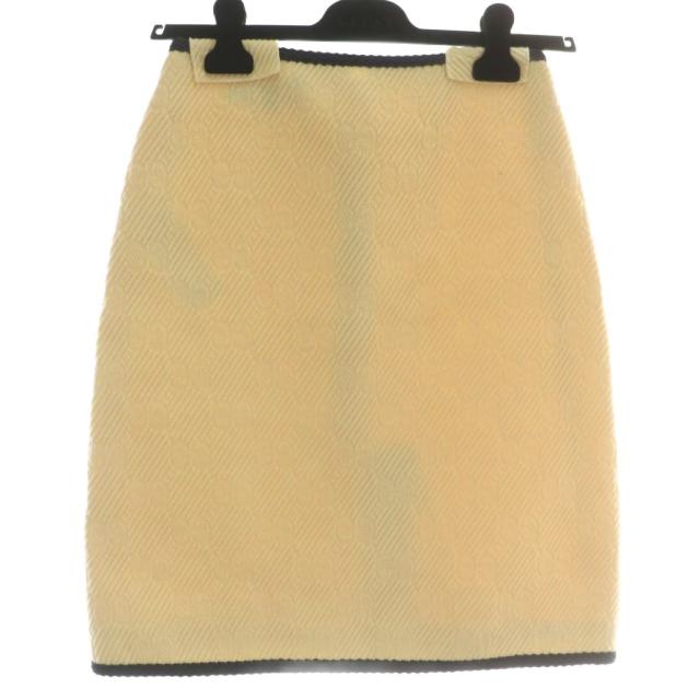 【中古】グッチ GUCCI 台形スカート ウール シルク混 ひざ丈 GG柄 総柄 アイボリー 紺 ネイビー /XZ レディース