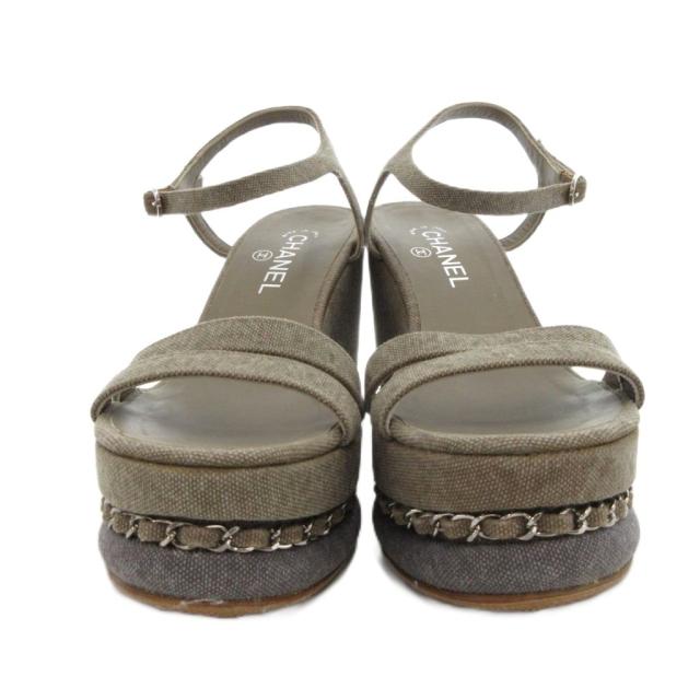 中古】シャネル CHANEL ストラップサンダル ウェッジソール ココマーク