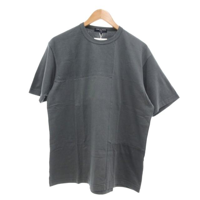 【中古】未使用品 コムデギャルソンオム タグ付き 綿天竺MIX パッチワークTシャツ 半袖 染色加工 S グレー系 AD2020