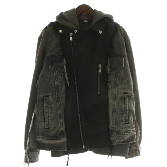 【中古】ディーゼル DIESEL D-LOSTY パッチワーク ジャケット レイヤード ミックスウォッシュデニム グレー系 M