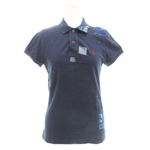 【中古】ポロ ラルフローレン POLO RALPH LAUREN THE SKINNY POLO ポロシャツ 半袖 S 紺 ネイビー 鹿の子