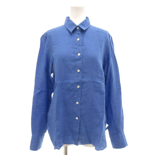【中古】フィナモレ finamore シャツ ブラウス 長袖 麻 リネン 42 青 ブルー /AE レディース