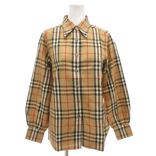 【中古】バーバリーズ Burberrys ヴィンテージ シャツ ブラウス 長袖 茶 ブラウン ノバチェック ホースマーク