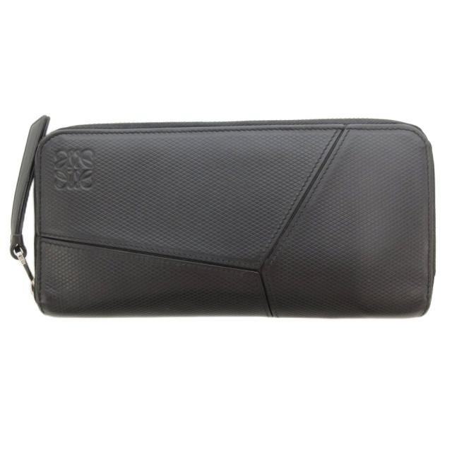 【中古】ロエベ LOEWE パズル ウォレット 長財布 ラウンドファスナー レザー 黒 /UO ☆AA★ メンズ レディース