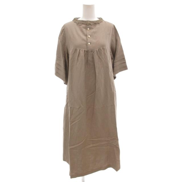 【中古】未使用品 コンジェペイエ アデュートリステス タグ付き ワンピース ノーカラー 麻 リネン 5分袖