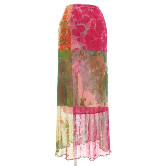 【中古】ジャンポールゴルチエ ファム ロングスカート ナイロン シアー 総柄 ペチコート付き 40
