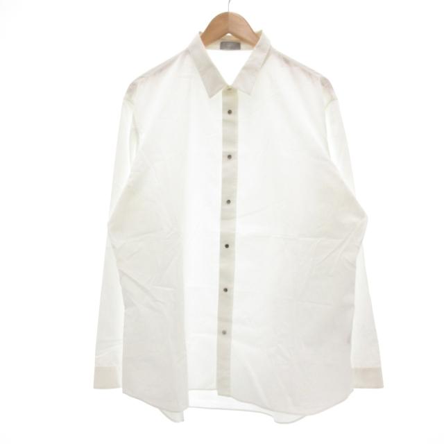 【中古】ディオールオム Dior HOMME CDロゴ メタルスナップボタン ドレスシャツ ワイシャツ 長袖 45 白 /UO メンズ