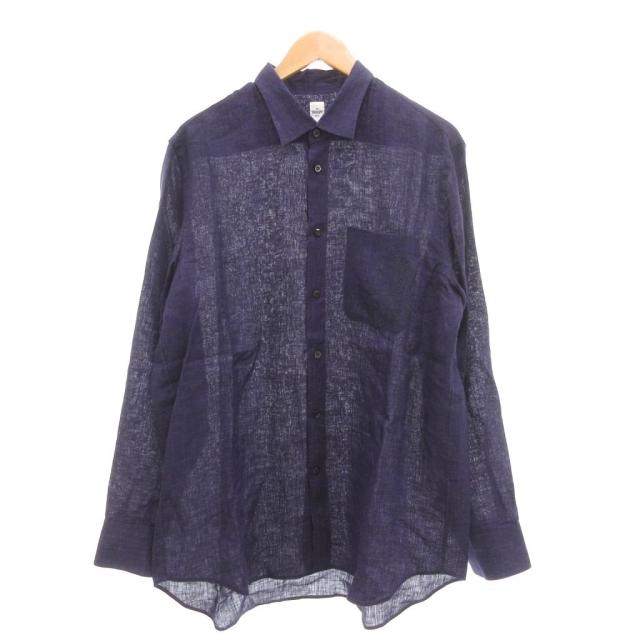 【中古】ベルルッティ Berluti 24年夏 リネン シャツ スクリット ポケット マザーオブパールボタン R41 INDIGO /UO