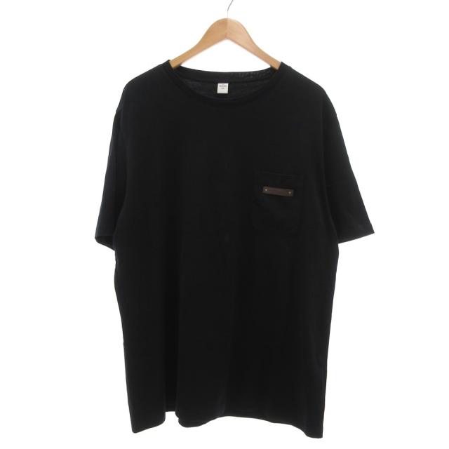 【中古】ベルルッティ Berluti レザータグ Tシャツ ポケット 半袖 ロゴ 2XL 黒 /UO メンズ
