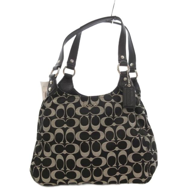【中古】未使用品 コーチ COACH シグネチャー ホーボーバッグ キャンバス 黒 ブラック F21881 /UO レディース