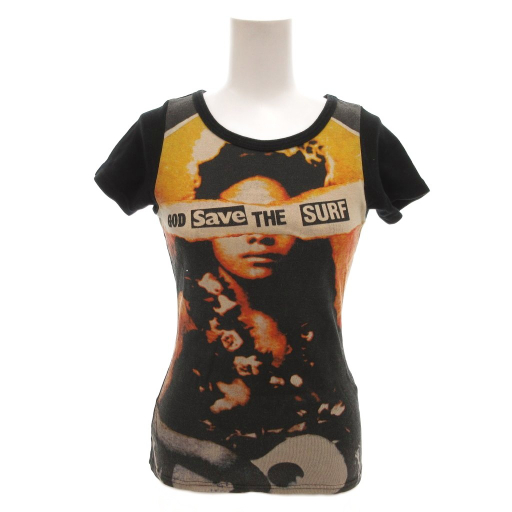 【中古】ヒステリックグラマー HYSTERIC GLAMOUR Tシャツ カットソー 半袖 F 黒 ブラック 転写プリント