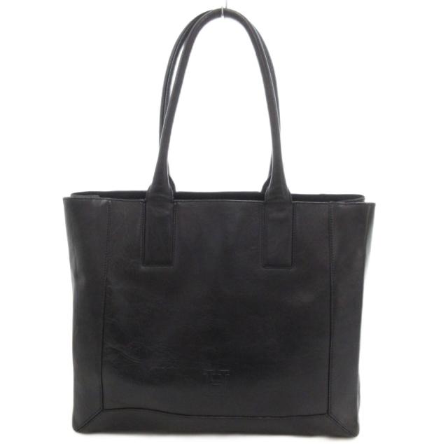 【中古】ヒロフ HIROFU トートバッグ Hロゴ レザー スクエア 黒 ブラック /UO レディース