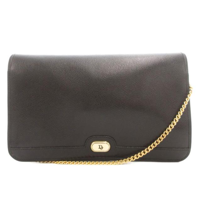 【中古】クリスチャンディオール Christian Dior チェーンショルダーバッグ クラッチ 2WAY 斜め掛け ロゴプレート