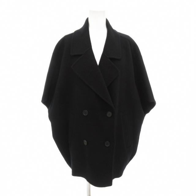 【中古】アルアバイル allureville ビーバーハーフスリーブジレコート 2 ミドル ハーフ丈 ウール 黒 ブラック /AE