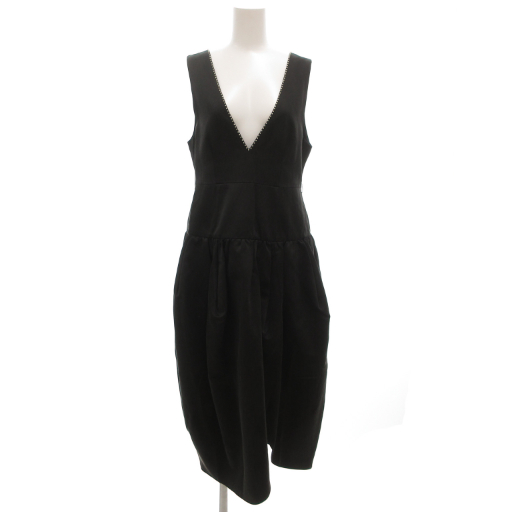 【中古】ルルロジェッタ ルールロジェット leur logette ノースリーブワンピース ロング 0 Vネック シルク混