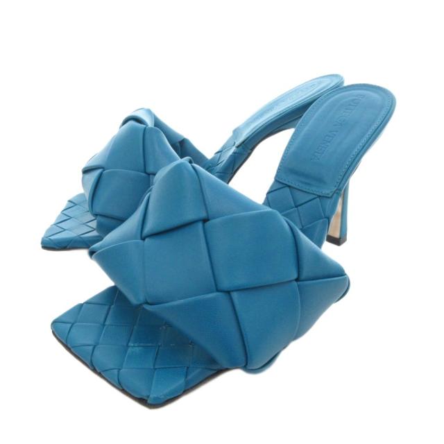 【中古】ボッテガヴェネタ BOTTEGA VENETA イントレチャート リド ミュール サンダル レザー ハイヒール 35.5