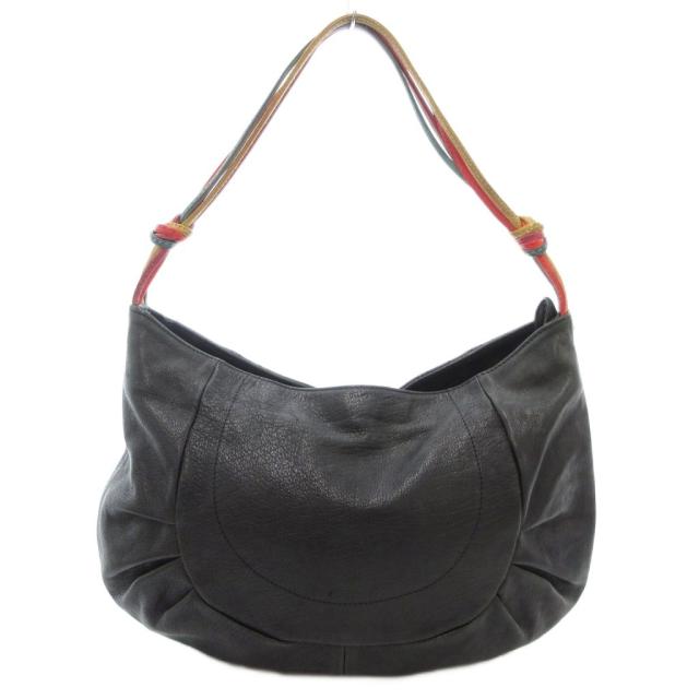 【中古】ブロンティベイ brontibay ハンドバッグ ワンショルダー レザー 本革 黒 ブラック /AE レディース