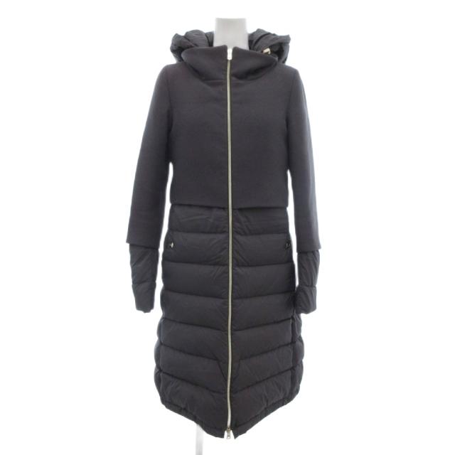 【中古】ヘルノ HERNO ダウンコート ロング丈 フード付き 38 トープ系 PI0525D-39601-9450 /UO レディース