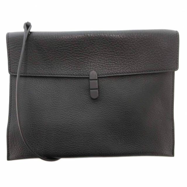 【中古】トモエ TOMOE 美品 UTILITY TB 2WAYサコッシュM ショルダーバッグ レザー 本革 黒 ブラック /AE メンズ