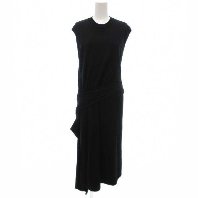 【中古】未使用品 マックキュー McQ タグ付き ツイストドレープ ワンピース ニット ロング ノースリーブ S ブラック