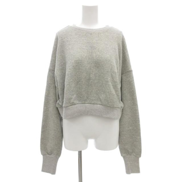 【中古】アロー aLORS スウェット トレーナー F 長袖 刺繍 クロップド丈 グレー /AE レディース