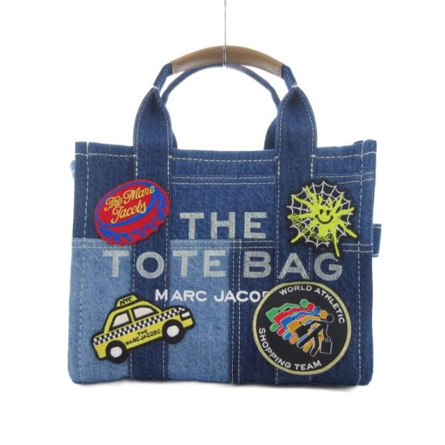 【中古】マークジェイコブス MARC JACOBS 美品 2WAY ハンドバッグ トート ショルダー デニム カスタムワッペン