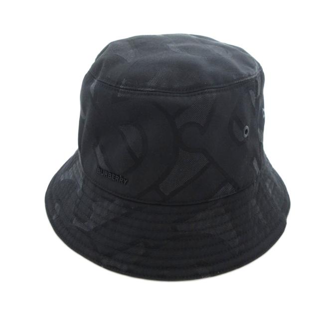 【中古】バーバリー BURBERRY モノグラム ジャカード バケットハット ロゴ L 黒 ブラック 8048768 /UO メンズ