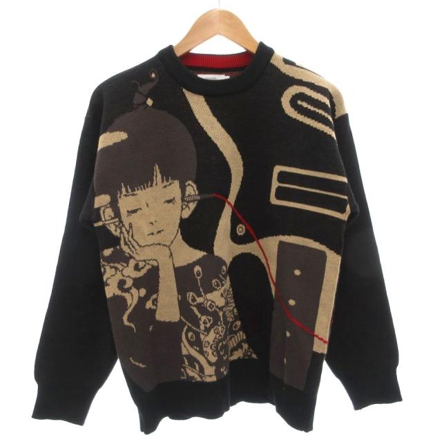 【中古】未使用品 グラニフ タグ付き 中村佑介 Re:繋がる ウォッシャブル ジャガードニット セーター S 長袖