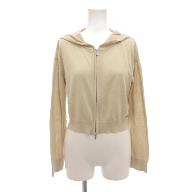 【中古】フォクシー FOXEY 美品 23年 Andressa パーカー フーディ 38 S ニット ジップアップ 長袖 ベージュ /AE