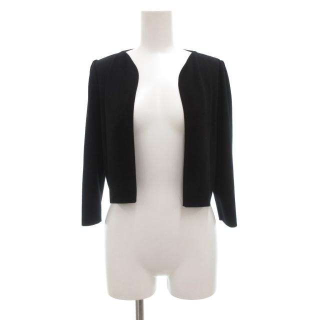 【中古】フォクシー FOXEY 美品 ボレロ カーディガン ニット 七分袖 ショート丈 38 黒 ブラック 39351 /UO
