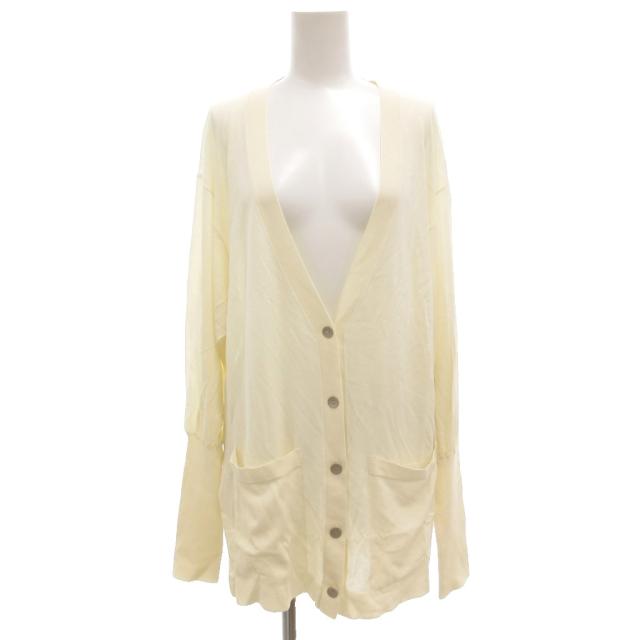 【中古】フォクシー FOXEY Vネック ロングカーディガン ニット 長袖 薄手 40 オフホワイト 39665 /UO レディース