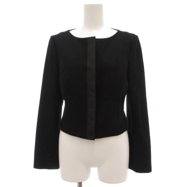 【中古】フォクシーニューヨーク FOXEY NEW YORK エリゼ ショート丈 ノーカラー ジャケット グログランリボン