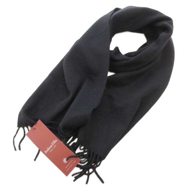 【中古】ジョシュアエリス Joshua ellis タグ付き カシミアマフラー ストール フリンジ 黒 ブラック /GV レディース