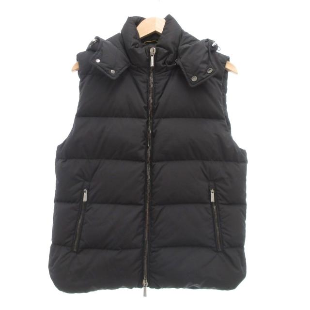 【中古】ムーレー MOORER FIRE-WK ダウンベスト フード 2way ジップアップ 50 黒 ブラック 50 /UO メンズ