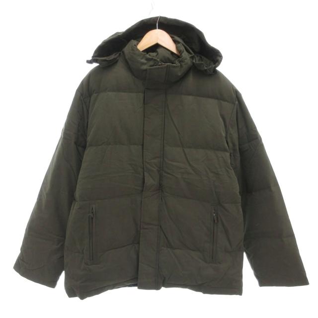 【中古】ブルックスブラザーズ BROOKS BROTHERS ダウンジャケット L フード収納 裏起毛 ジップアップ カーキ /AE