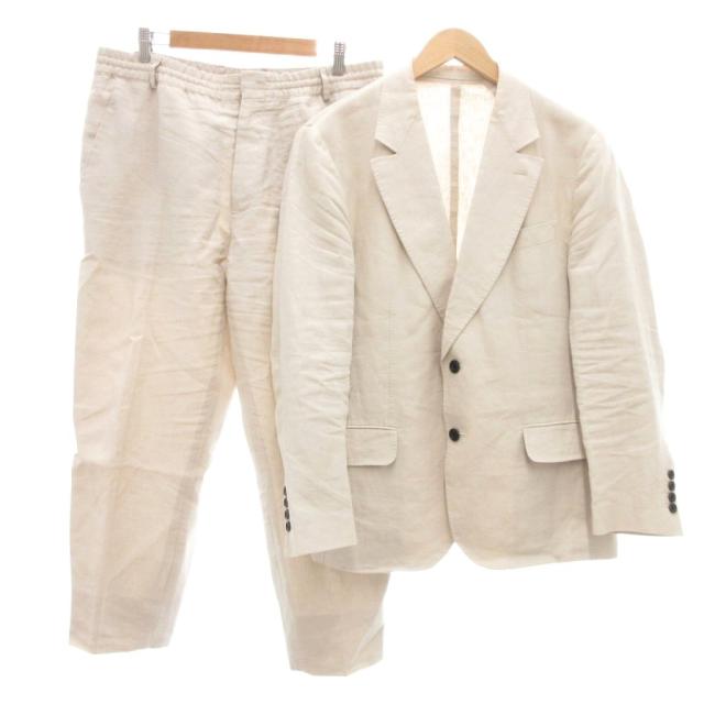 【中古】ベルルッティ Berluti セットアップ スーツ テーラードジャケット パンツ 麻 リネン 袖裏カリグラフィー 52