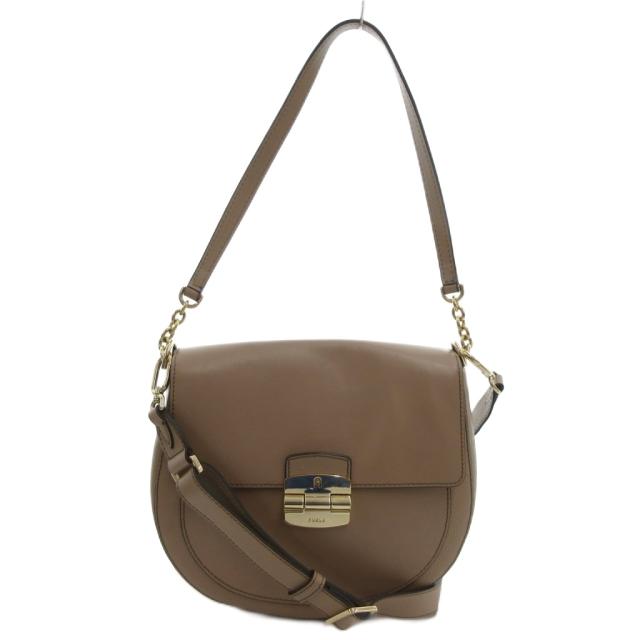 【中古】フルラ FURLA クラブ2 ショルダーバッグ ハンド 2WAY クロスボディ レザー ベージュ /FF レディース