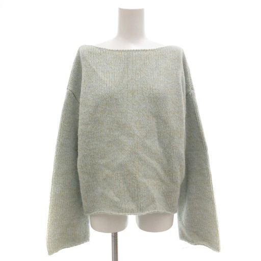 【中古】ユナイテッドアローズ UNITED ARROWS CONTE ミックスボートネックニット セーター 長袖 ローゲージ 水色