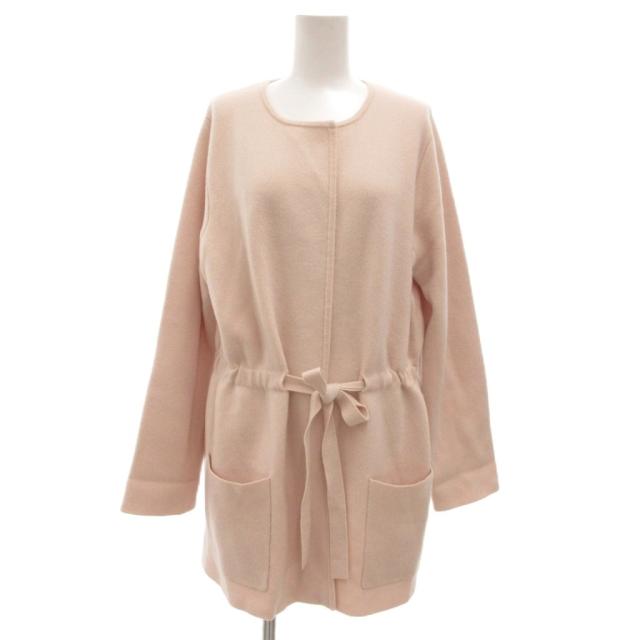 【中古】ソブ ダブスタ コーディガン ニットジャケット カシミヤ 38 ノーカラー ドローストリング ウエストリボン