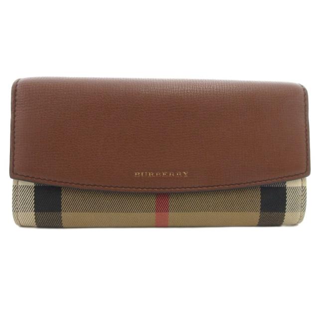 【中古】バーバリー BURBERRY 長財布 二つ折り ウォレット ノバチェック 小銭入れあり ハウスチェック ロゴ PVC