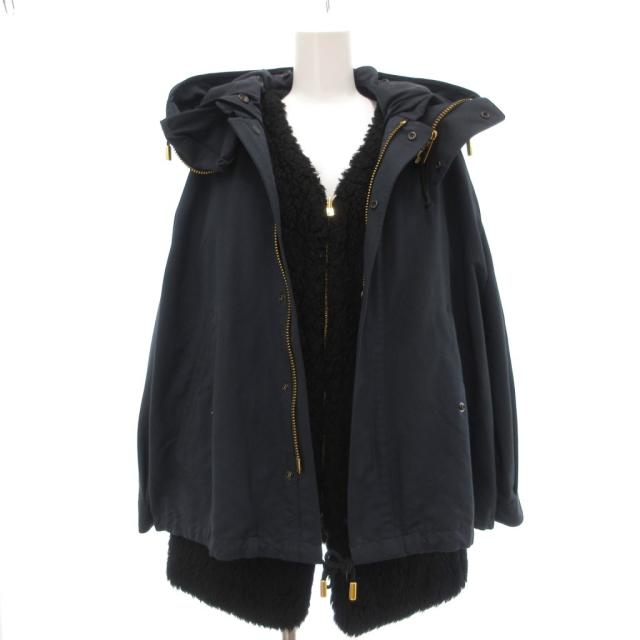 【中古】ザ リラクス THE RERACS LOOSE SHORT MODS COAT ショート モッズコート フード ボアジレライナー付き 38 紺