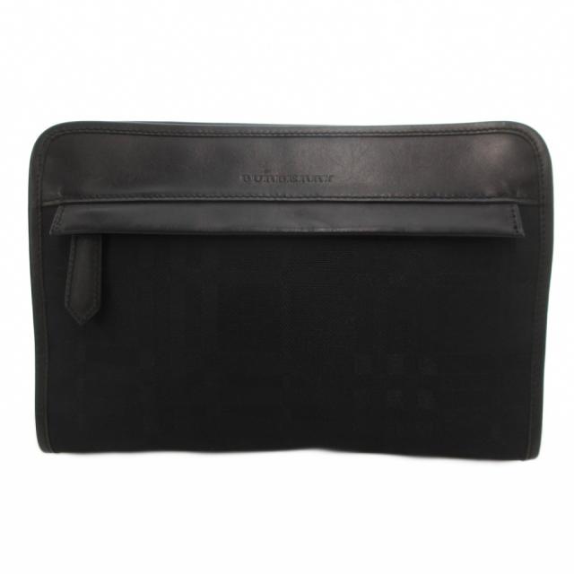 【中古】バーバリー BURBERRY クラッチバッグ セカンドバッグ ジャガード シャドーチェック ブラック /UO メンズ