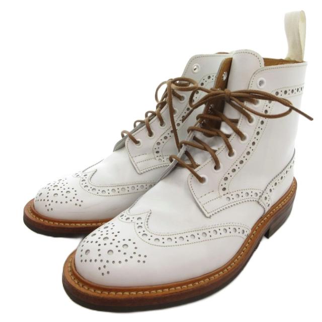 【中古】トリッカーズ TRICKER'S モールトン カントリーブーツ レザー 5.5 白 ホワイト M2508 /UO メンズ