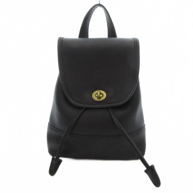 【中古】コーチ COACH オールド ミニ リュックサック レザー ターンロック 黒 ブラック 9960 /UO レディース