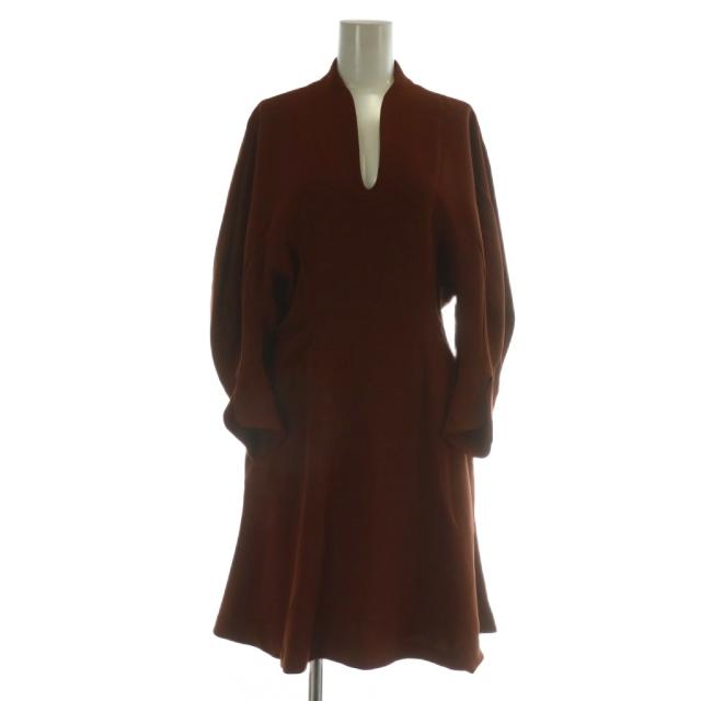 【中古】Mame Kurogouchi 20AW Volume Sleeve Dress ワンピース 長袖 ボリュームスリーブ 1 S 茶色 MM20FW-DR032