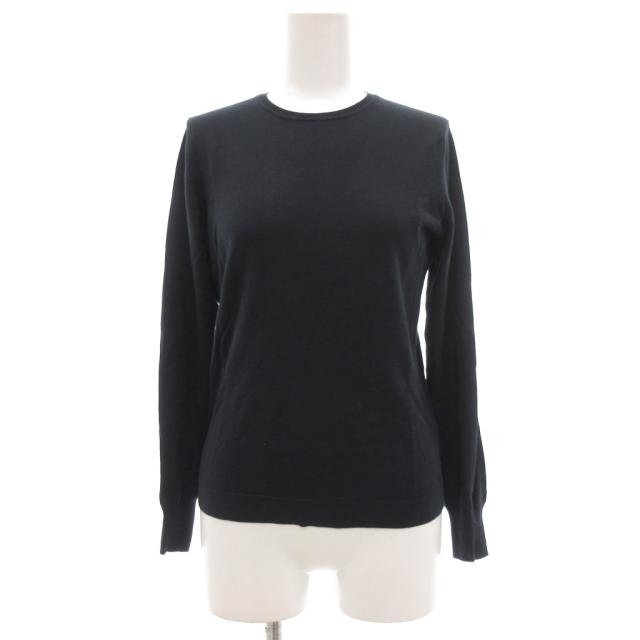 【中古】ミナペルホネン mina perhonen usuva ウスヴァ コットン ニットプルオーバー 36 ダークネイビー AI8004U