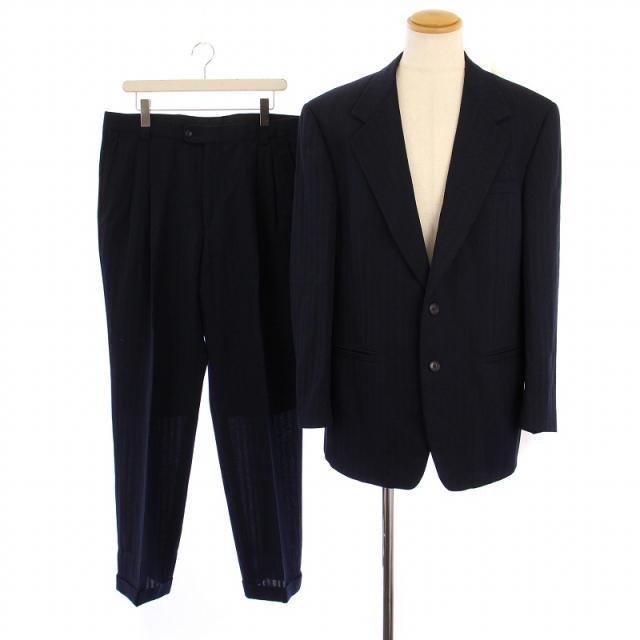 【中古】VERSACE CLASSIC V2 スーツ セットアップ 上下 テーラードジャケット パンツ 52 紺 メンズ