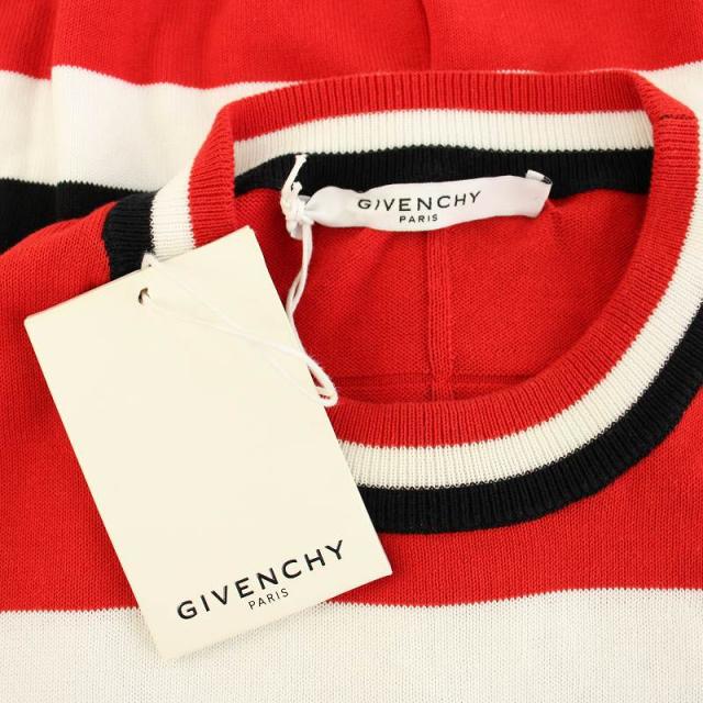 【中古】ジバンシィ ニット セーター クルーネック 長袖 ボーダー柄 タグ付き 赤 レッド 白 黒 17S 7520 514 メンズ 中古】ジバンシィ ニット セーター クルーネック 長袖 ボーダー柄 タグ